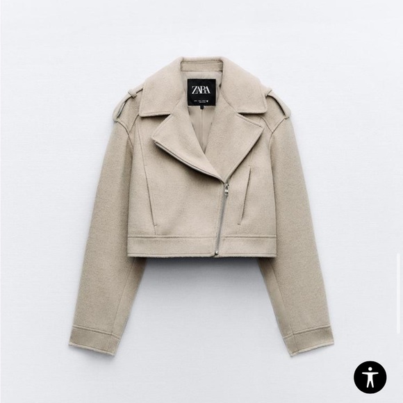 Zara | Jackets & Coats | Felt Texture Crop Biker Jacket | Poshmark